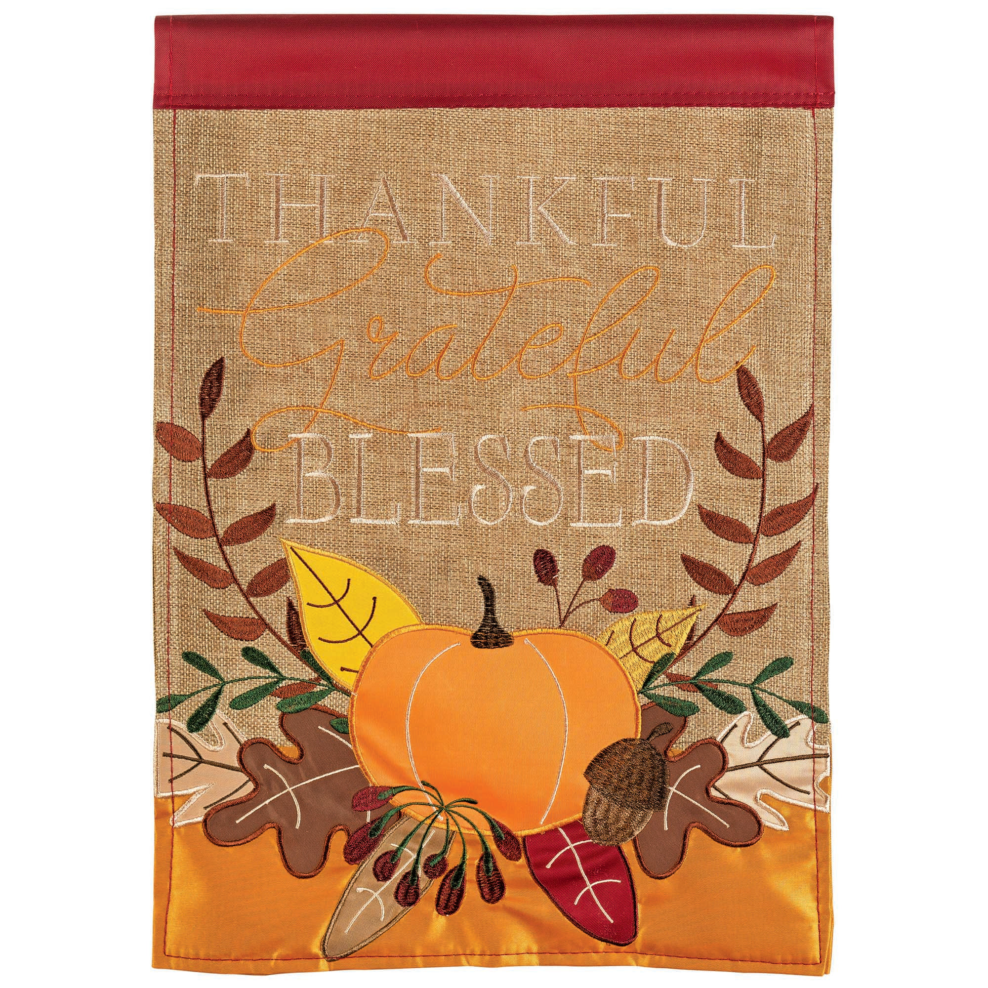 Thankful Grateful Blessed Flag Applique, Large - Traditional - Flags ...