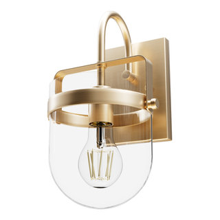 Karloff Alturas Gold, Clear Glass 1 Light Sconce Wall - Transitional ...