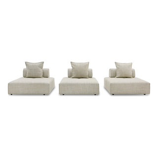 Divani Casa Mondo - Modern 3 Seat Modular Beige Fabric Sectional ...