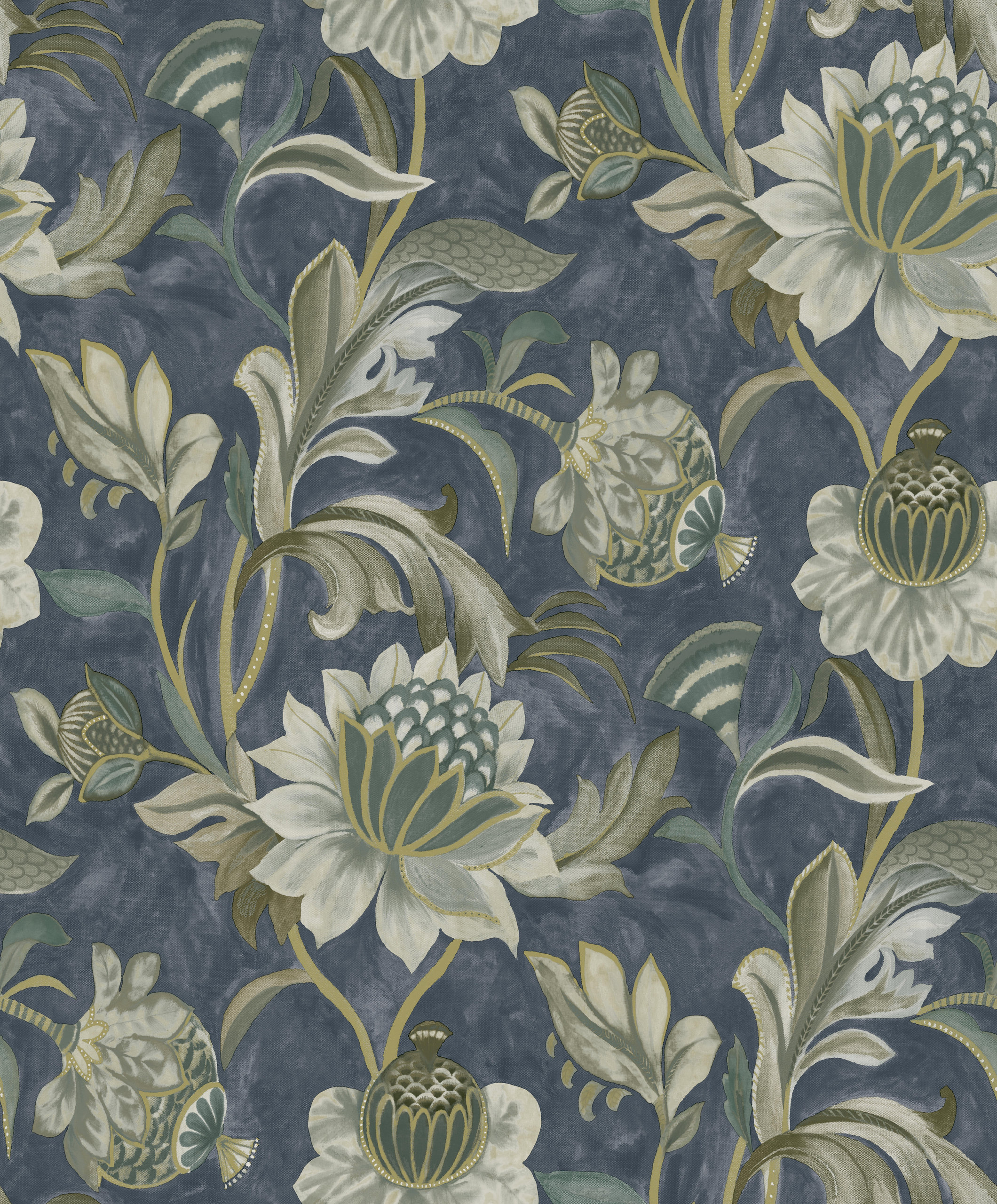 Jacobean Style Floral Non Woven Wallpaper, Sample - Contemporary ...