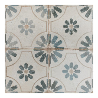 Kings Blume Encaustic Ceramic Floor and Wall Tile, Blue, Sample ...