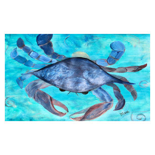 Blue crab coastal home chenille area rugs., 36w X 24h - Beach Style ...