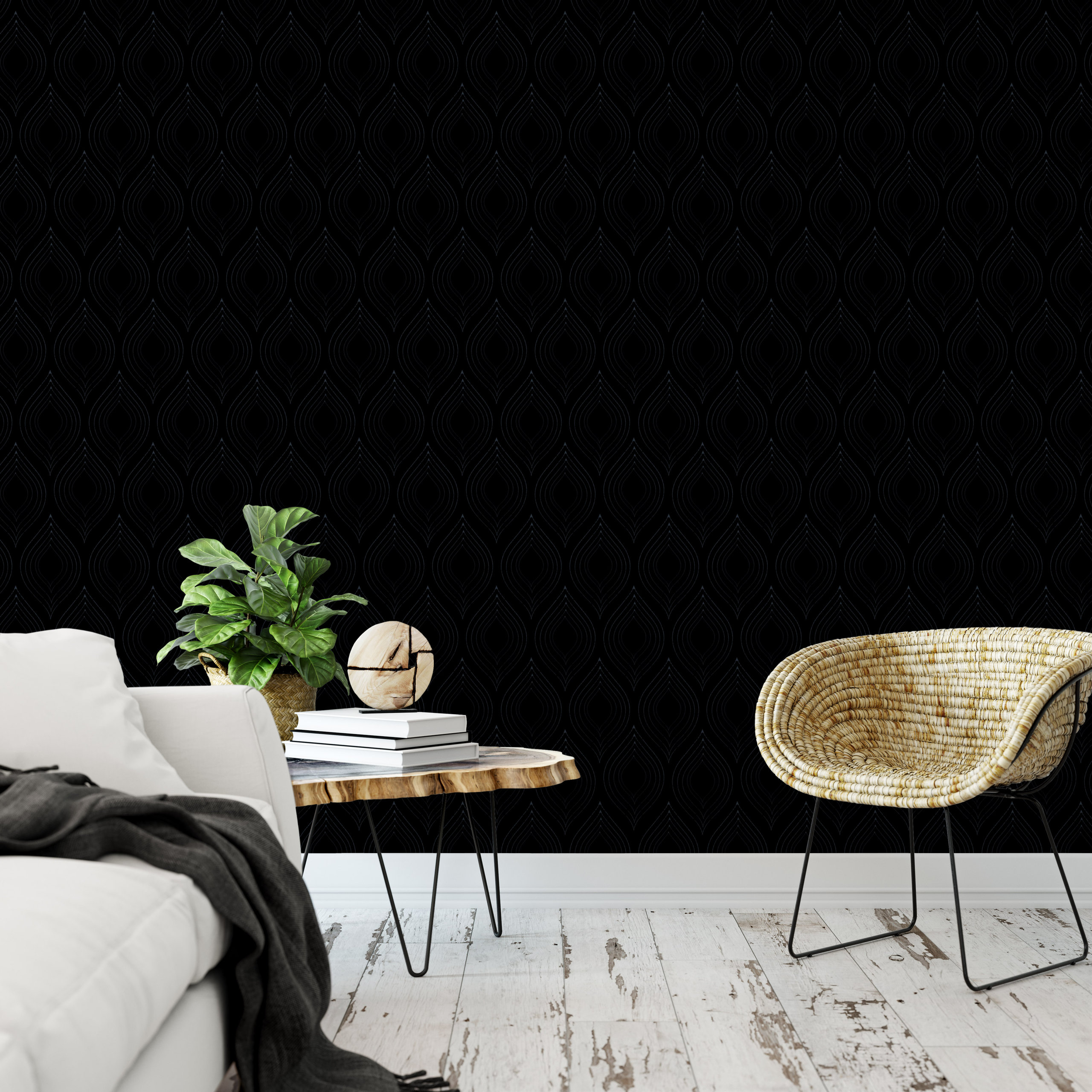 Classic Black Wallpaper by Monor Designs, 24"x72" - Contemporary ...