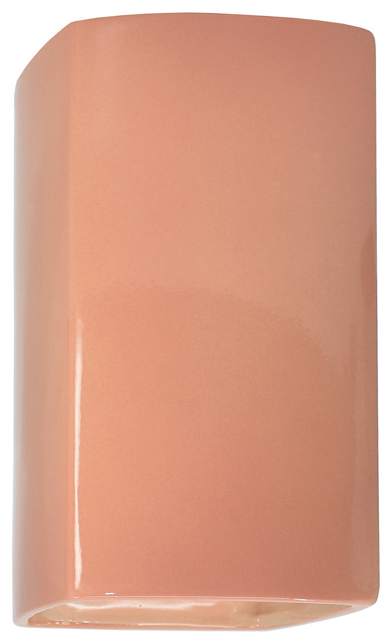 Ambiance Small Rectangle Wall Sconce, Open Top & Bottom, Gloss Blush ...