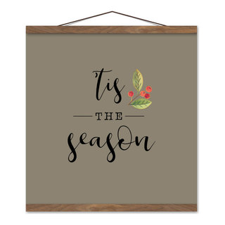 Tis the Season Taupe 16x16 Teak Hanging Canvas, 16x16 - Contemporary ...