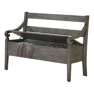 Ladder Back Design Bench With Lift Top Storage and Sloped Armrests ...