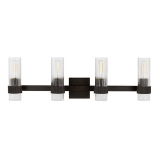 Geneva 4-Light Indoor Bath Vanity Wall Sconce, Aged Iron - Transitional ...