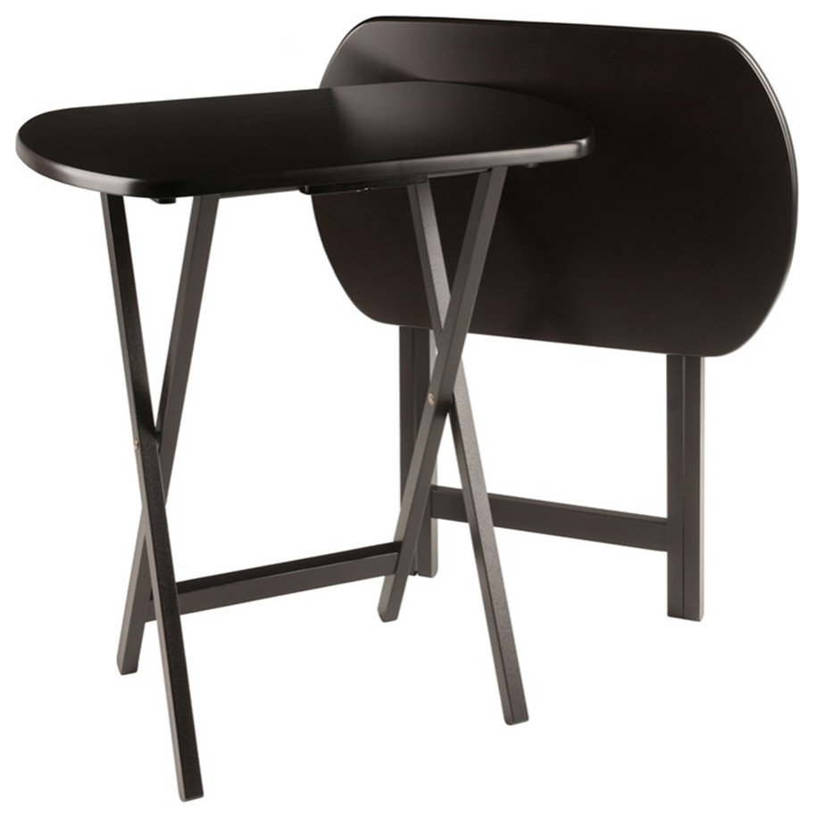 Winsome Cade 2-Piece Oversized Oblong Solid Wood Folding Snack Table in ...