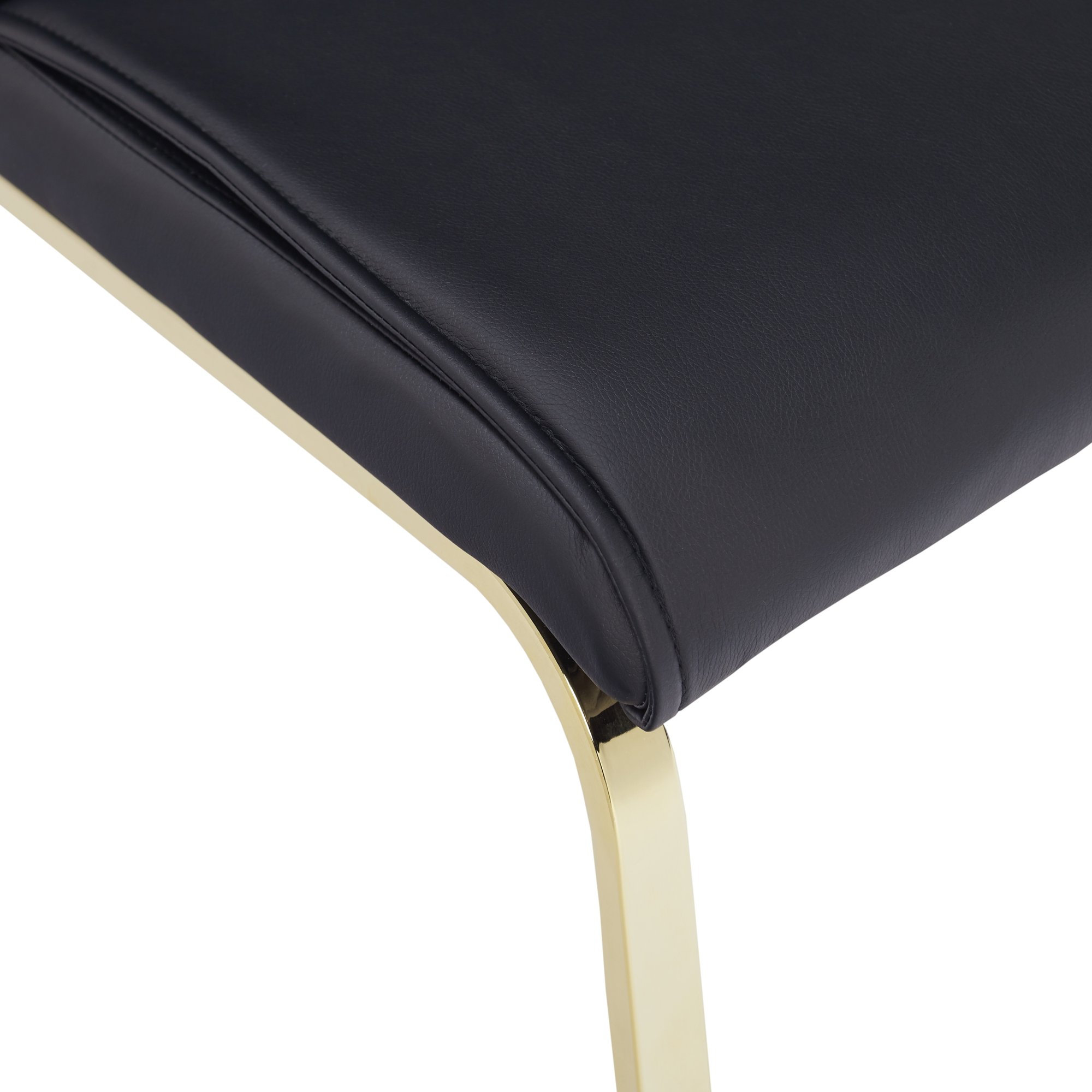 Set of 2 Parson Dining Chair, Elegant Golden legs With Faux Leather ...