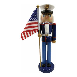 Santa's Workshop Marine Nutcracker With Flag - Traditional - Holiday ...