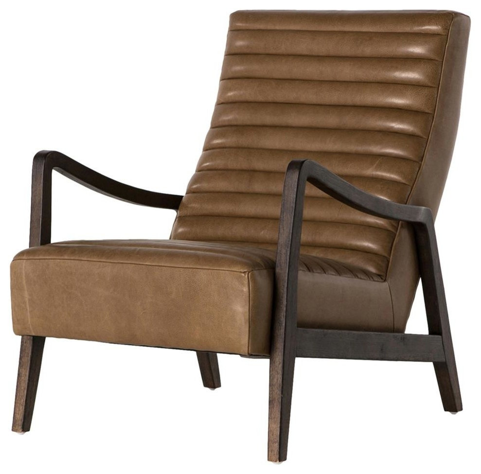 Chance Modern Camel Leather Lounge Chair - Midcentury - Armchairs And ...