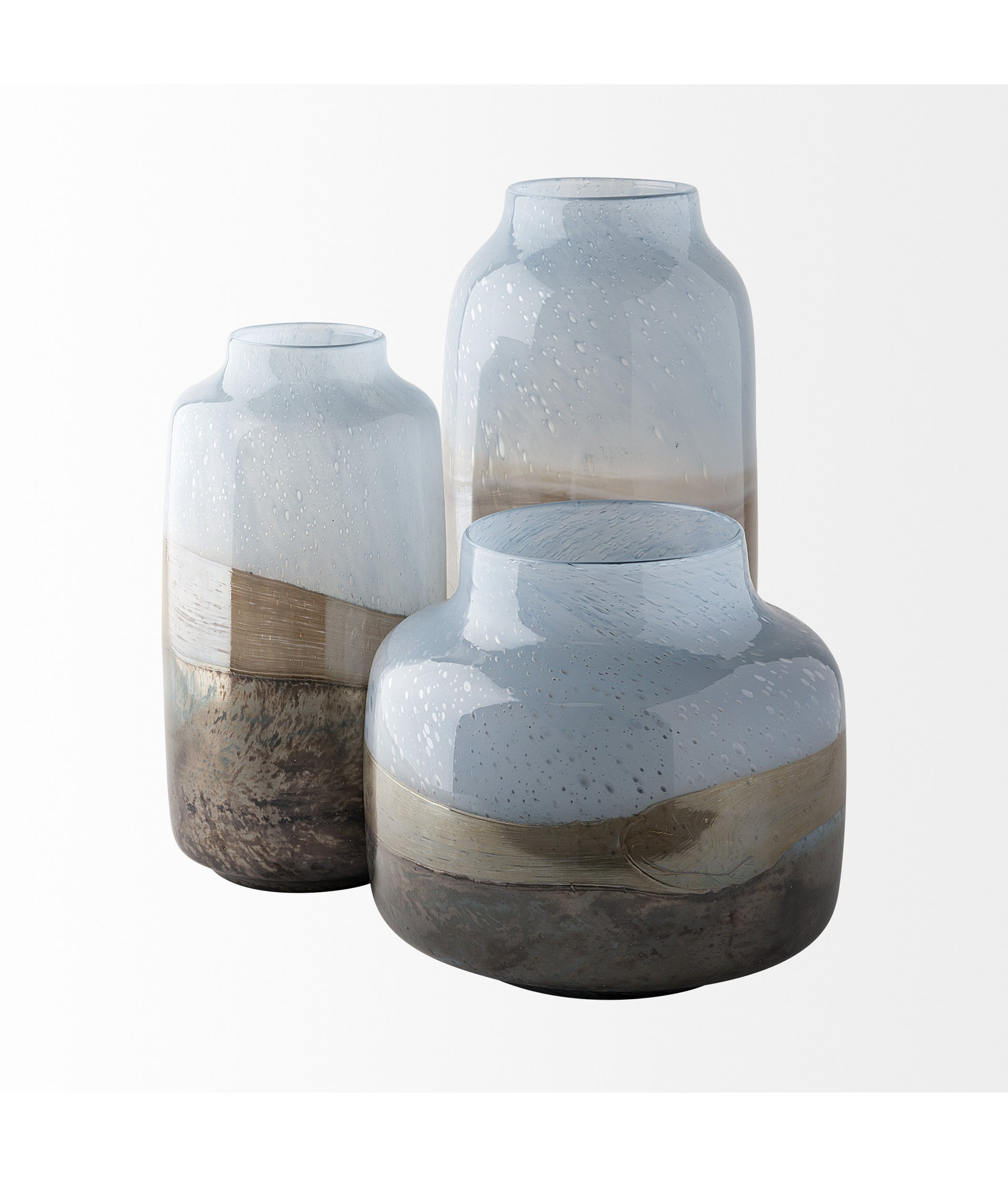 15" Ocean Wave Colored Bubble Glass Oval Urn Glass Vase - Contemporary - Vases - by USTRADEENT ...