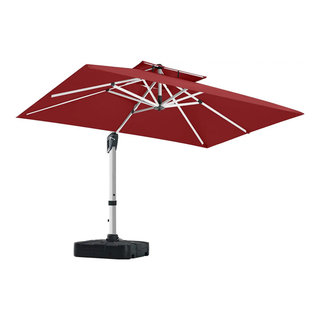Modern Outdoor Umbrella with 360 Rotation and Double Top Rectangular ...