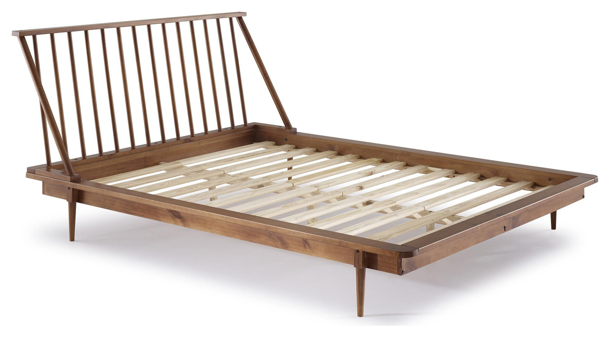Modern Wood Queen Spindle Bed, Caramel - Midcentury - Platform Beds ...