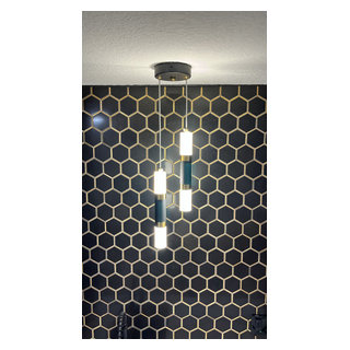 Black and Gold Basement Remodel - Contemporary - Basement - Kansas City ...