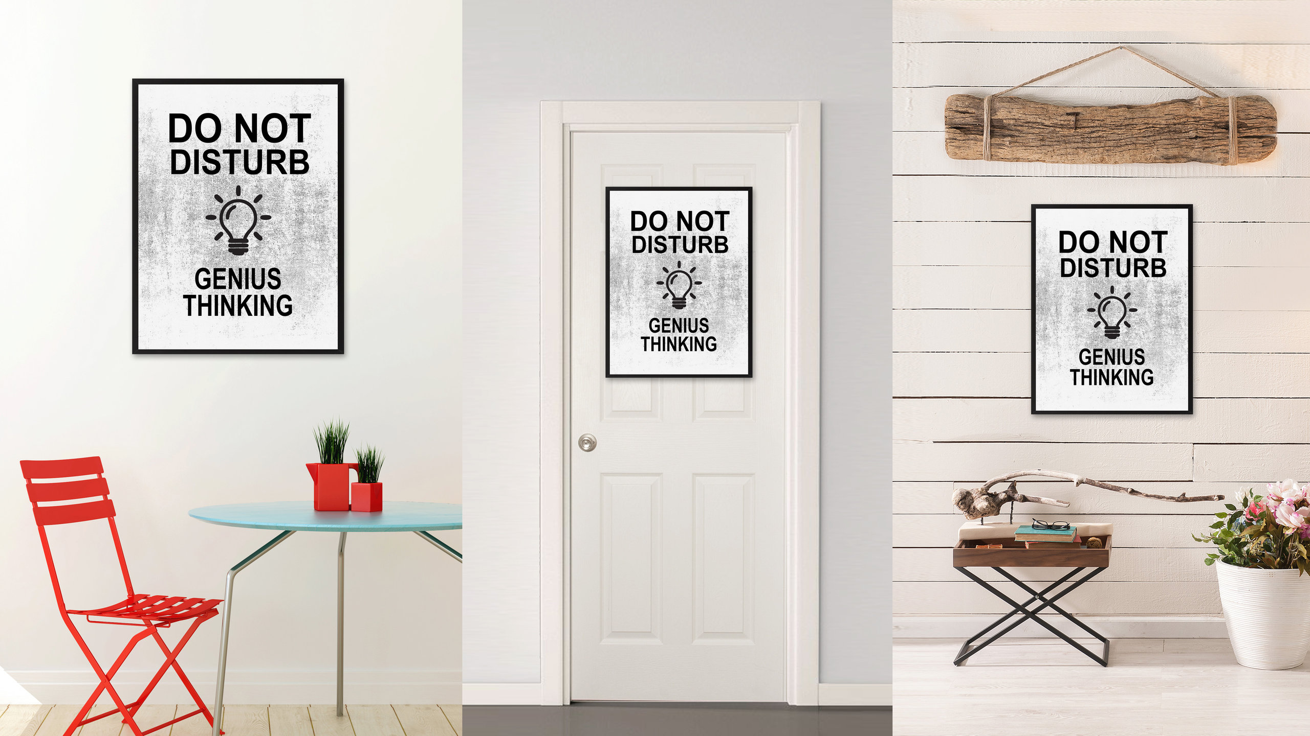 "Do Not Disturb Genius Thinking" Sign White Canvas Print with Picture ...
