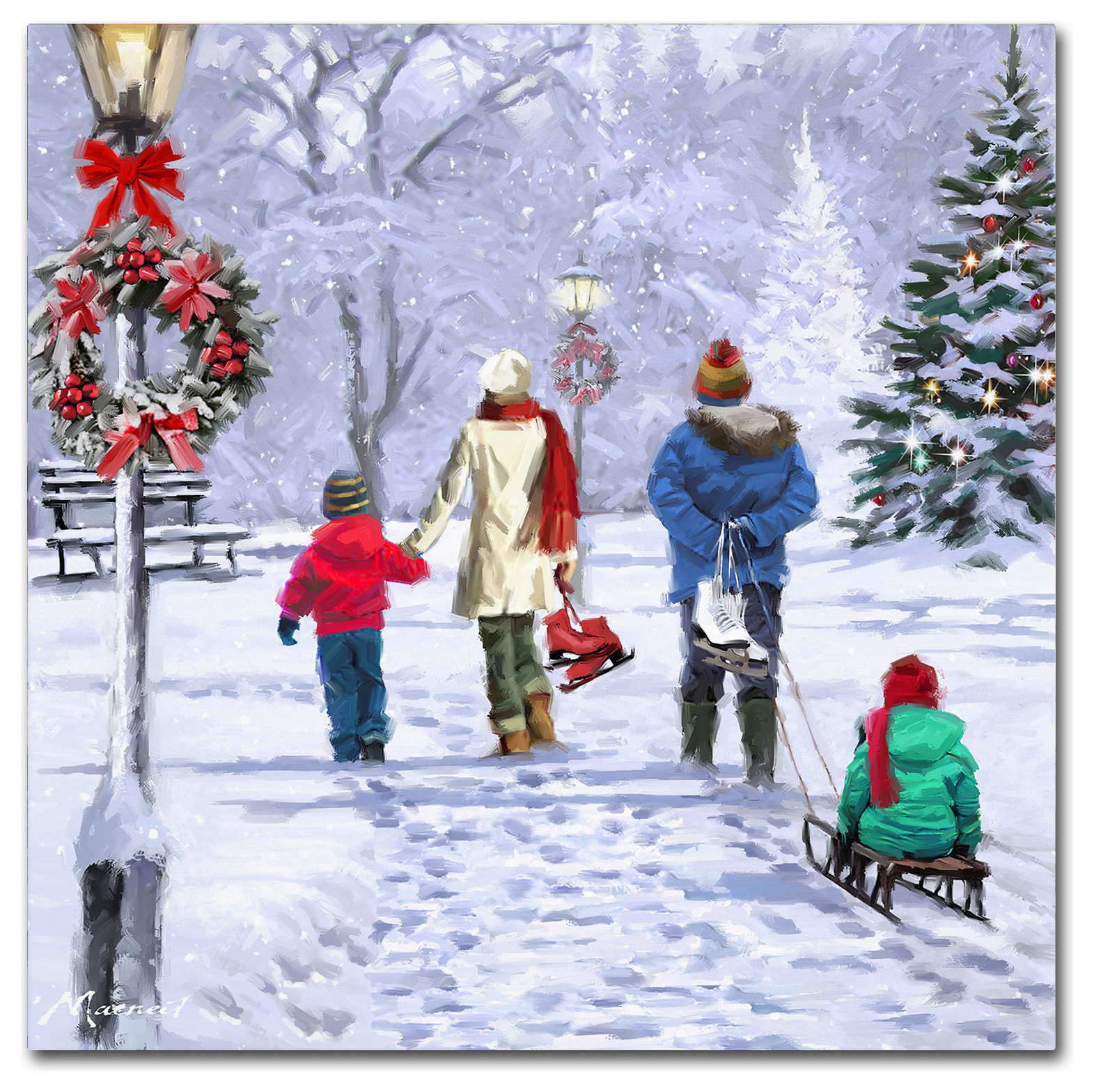 The Macneil Studio 'Skaters Returning' Canvas Art, 14"x 14 ...