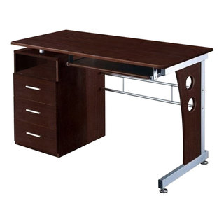 Scranton & Co Transitional MDF Wood/Steel Computer Desk in Chocolate ...