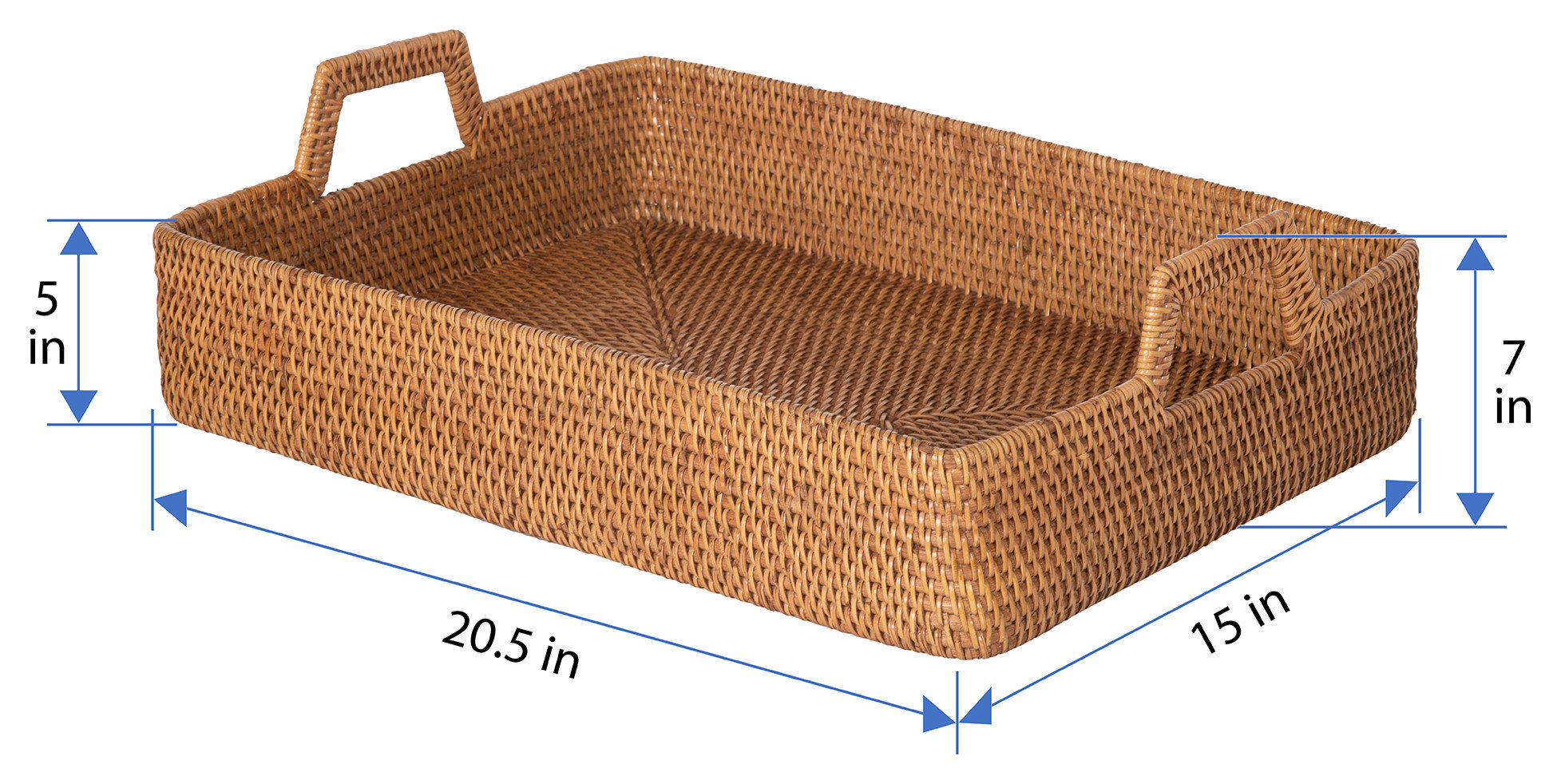 Loma Rectangular Rattan High Wall Serving Tray - Tropical - Serving ...