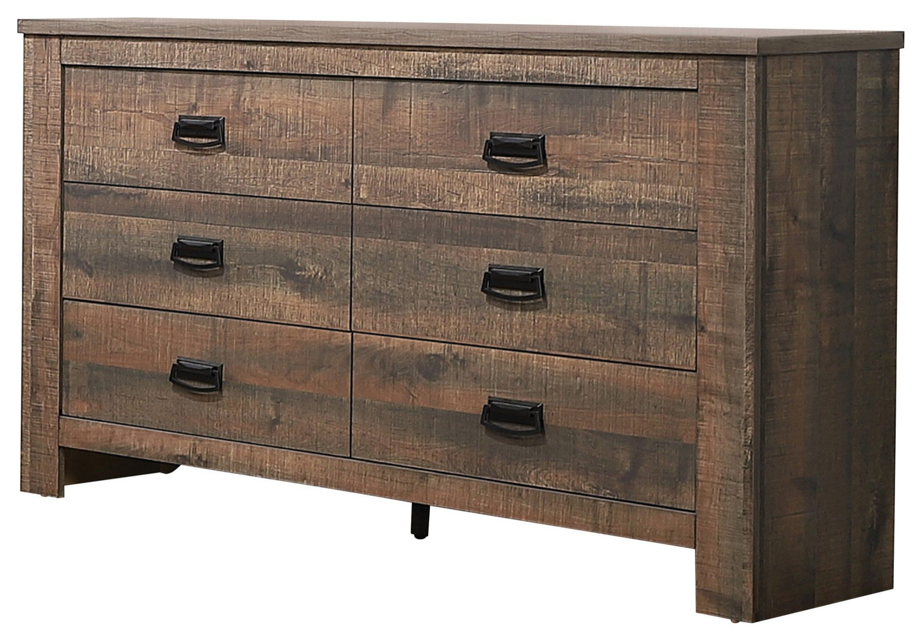 Rustic Double Dresser, 6 Large Drawers With Dark Bronze Hardware ...