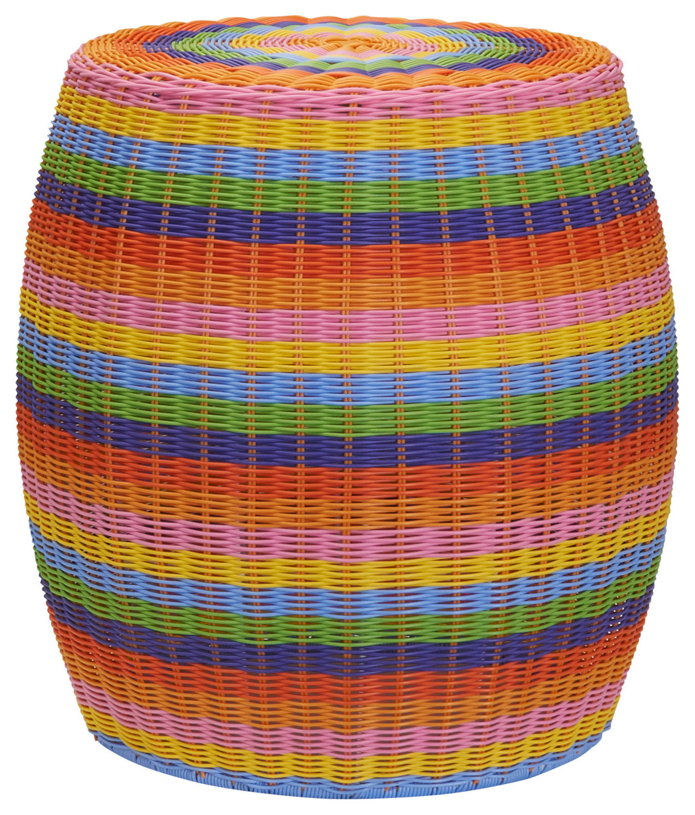 Handwoven Resin Barrel Side Table - Contemporary - Outdoor Side Tables ...