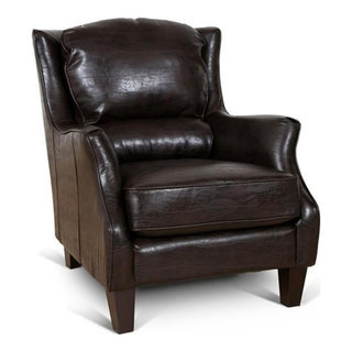 Hawthorne Collections Sussex Leather Accent Chair in Espresso Brown ...