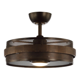 21 in Indoor Bronze Gold Farmhouse Rattan Caged Ceiling Fan With Remote ...