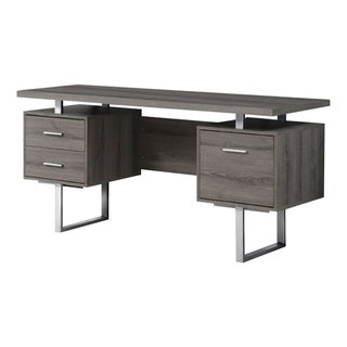 Bowery Hill 60 Hollow Core Home Office Desk in Dark Taupe Contemporary Desks And Hutches by Homesquare Houzz