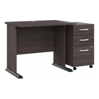 Studio A 36W Small Computer Desk with Drawers in Platinum Gray ...