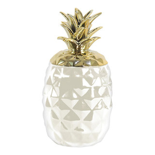 Tropical Pineapple Canister With Gold Lid - Tropical - Bathroom ...