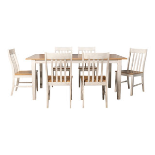 Kirby 7-piece Dining Set Natural and Rustic Off White - Farmhouse ...