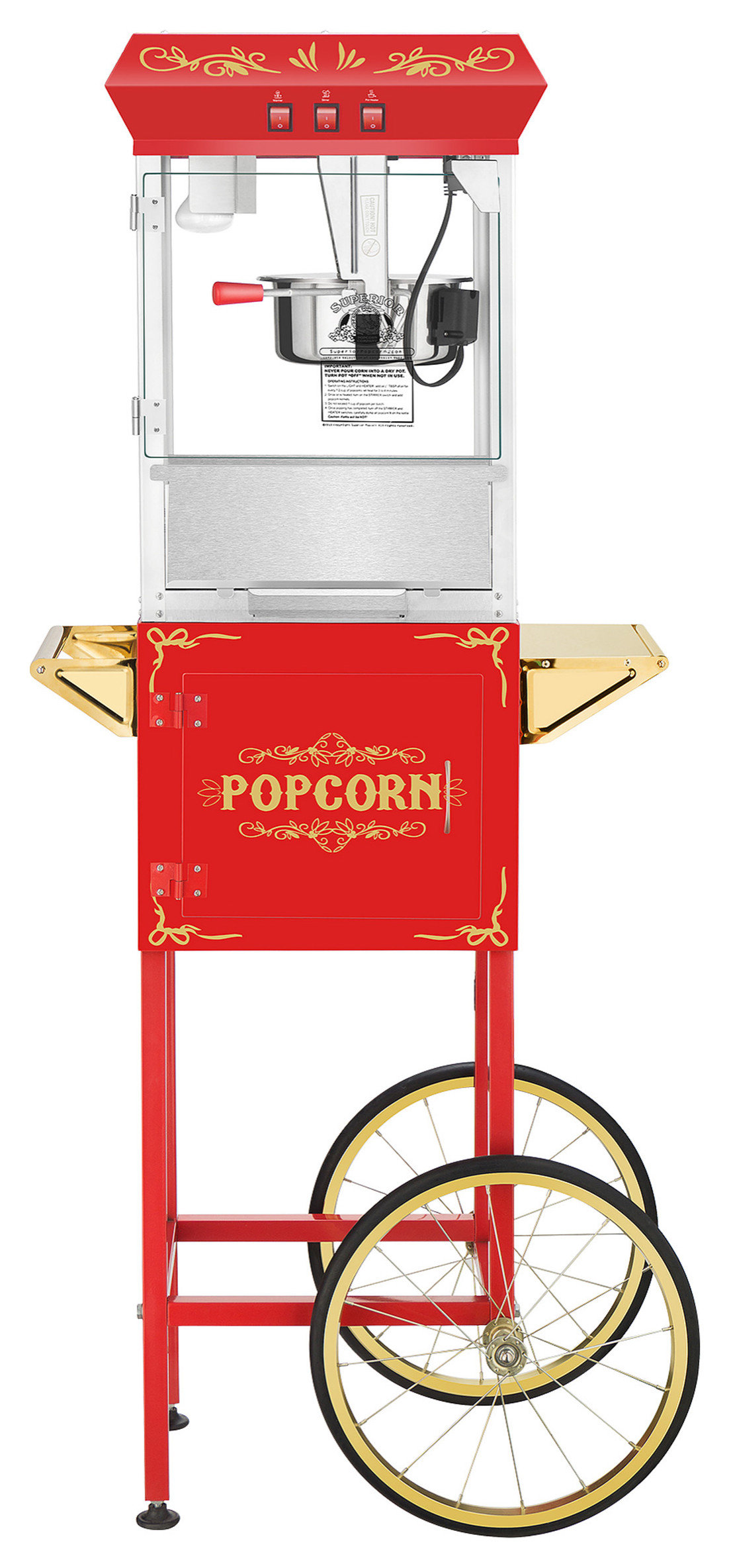 Movie Night Popcorn Machine 3-Gallon Antique Popper With Cart, 8oz ...