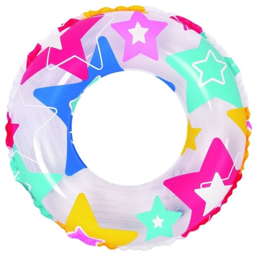 24" Colorful Star Print Inflatable Swimming Pool Inner Tube Ring Float ...