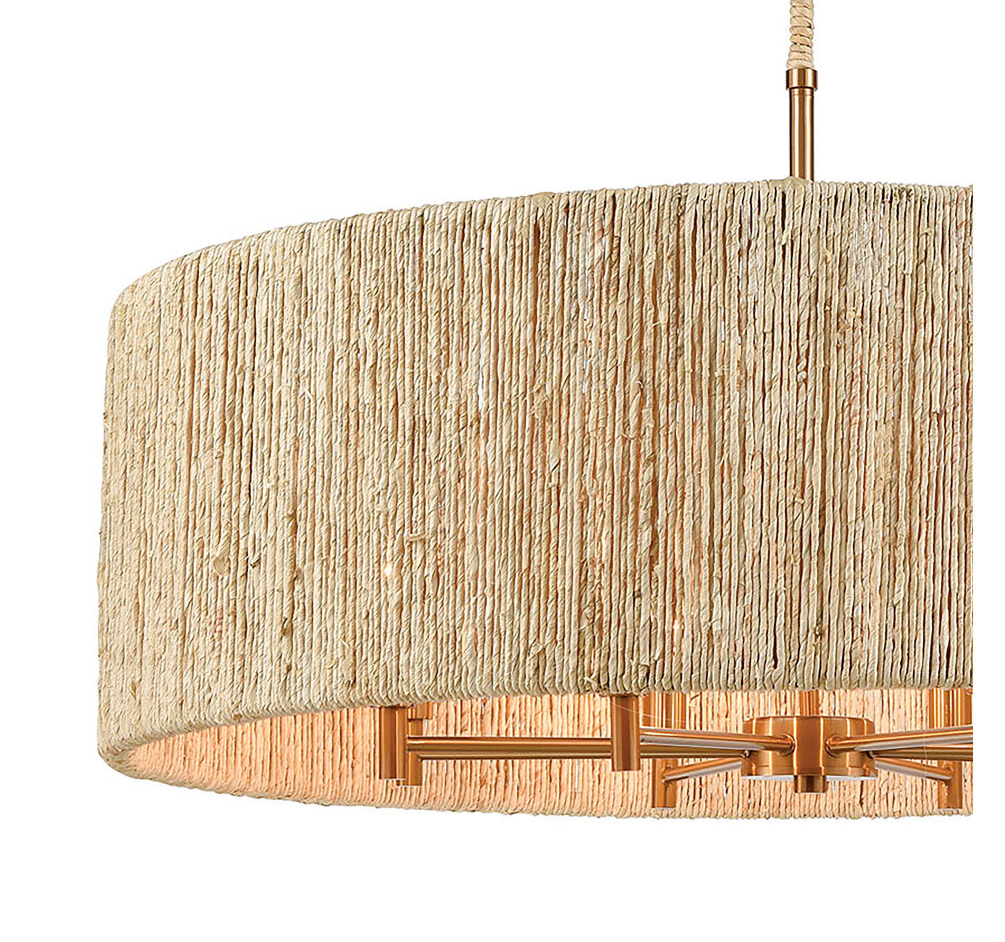 Abaca 8-Light Chandelier, Satin Brass With Abaca Rope - Beach Style ...