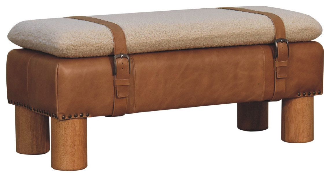 Strapped Cyclinder Bench - Transitional - Upholstered Benches - by ...