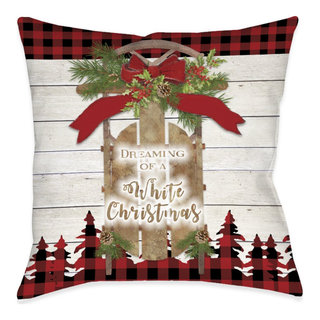 Laural Home White Christmas 18" X 18" Indoor Decorative Pillow, 18" X ...