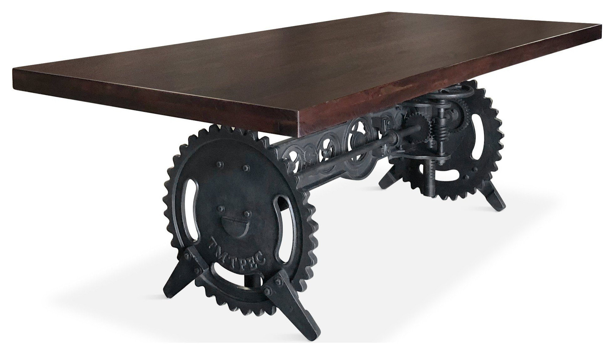 Steampunk Adjustable Dining Table - Iron Crank Base - Mahogany Top ...