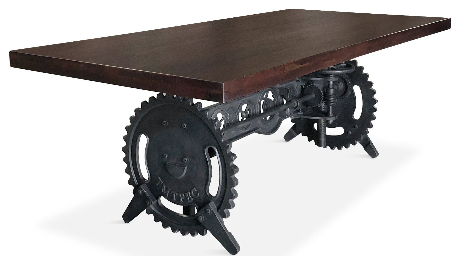 Steampunk Adjustable Dining Table - Iron Crank Base - Mahogany Top ...