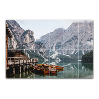 Boat Ceramic Tile Wall Mural HZ500229, 72" Wide x 48" High - Beach ...