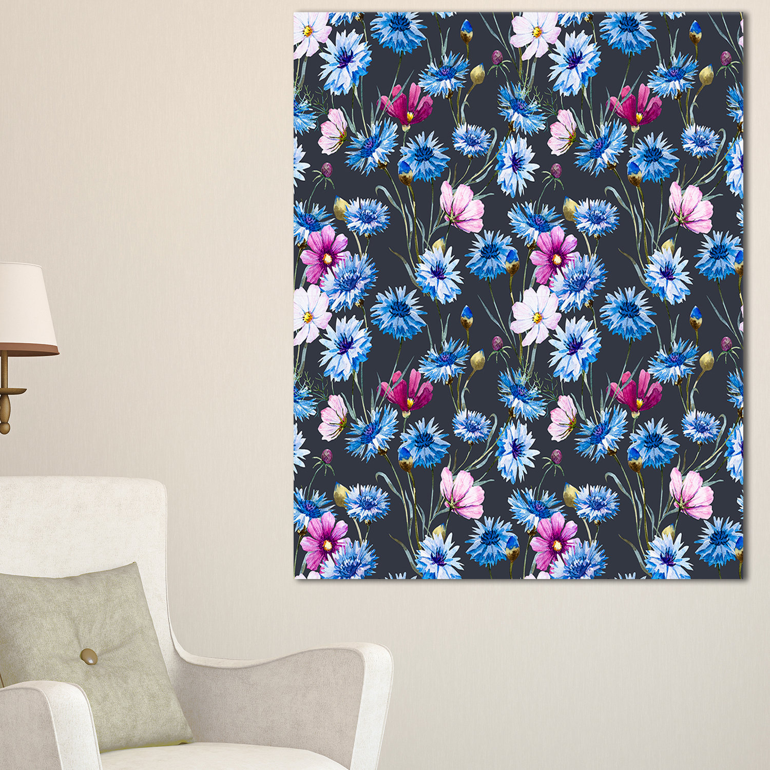 "Multi-Color Corn Flowers" Canvas Print", 16"x32" - Contemporary ...