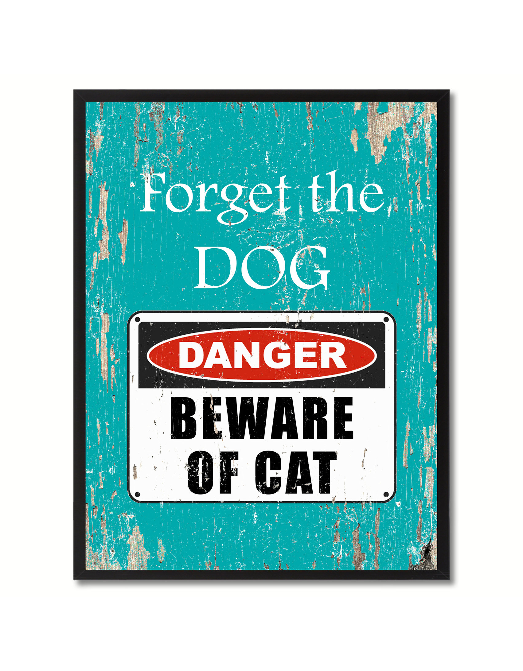 Beware Of Cat Danger Sign, Canvas, Picture Frame, 13"x17" - Rustic ...