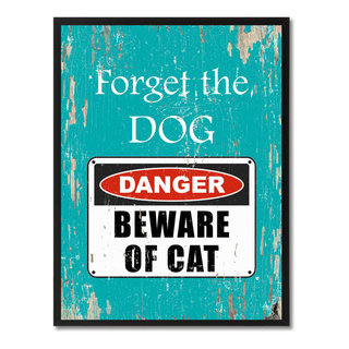Beware Of Cat Danger Sign, Canvas, Picture Frame, 22"x29" - Rustic ...