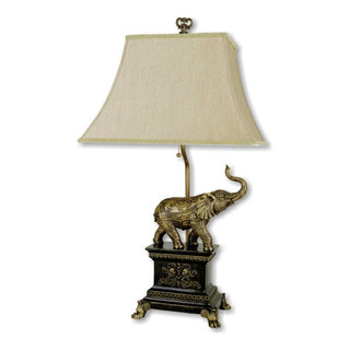 Elephant Table Lamp, Antique Gold - Contemporary - Desk Lamps - by ...
