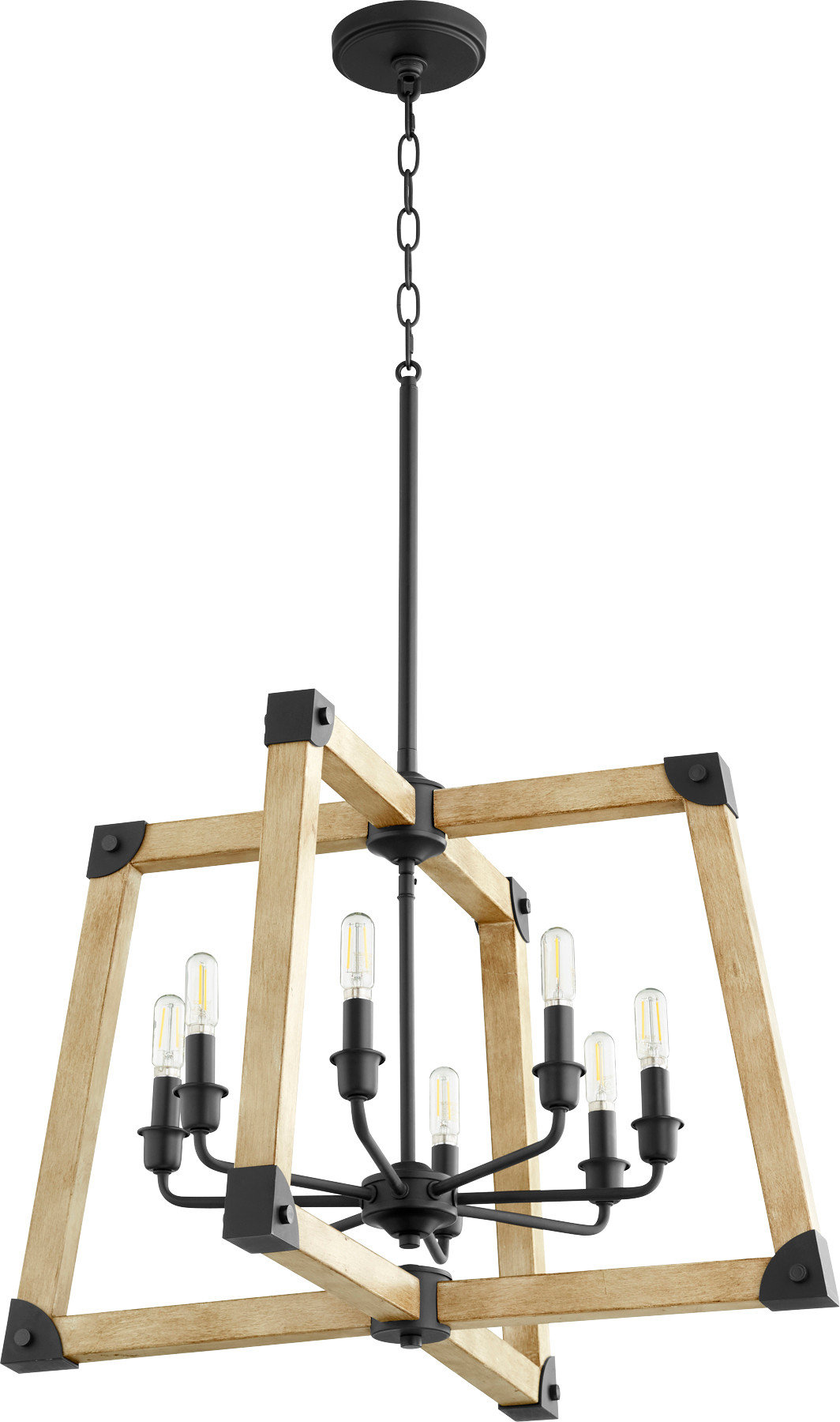 Alpine 8-Light Pendant, Noir With Driftwood - Farmhouse - Pendant ...