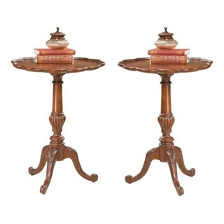 Home Square Pedestal Table in Plantation Cherry Finish - Set of 2 ...