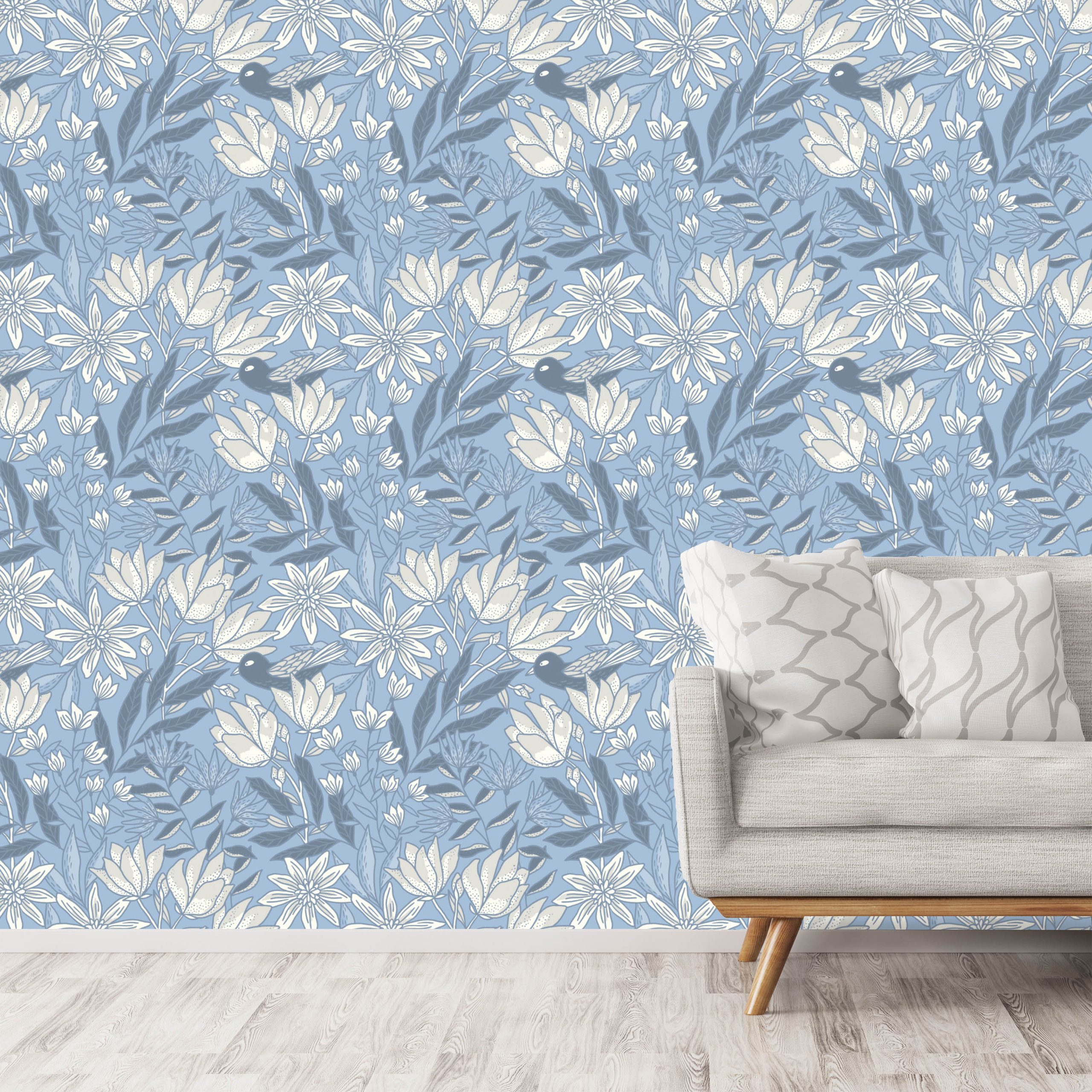 Fergus Blue Wallpaper, Sample 12"x8" - Contemporary - Wallpaper - by ...