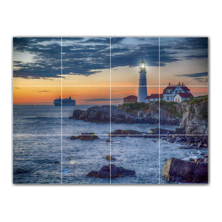 Lighthouse Ceramic Tile Wall Mural HZ500831, 17" Wide x 12.75" High ...
