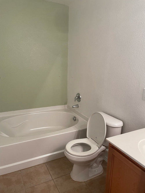 small linear master bathroom