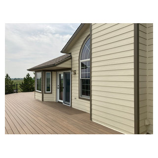 Timbertech Deck Fortress Railing Stamped Concrete - Traditional - House ...