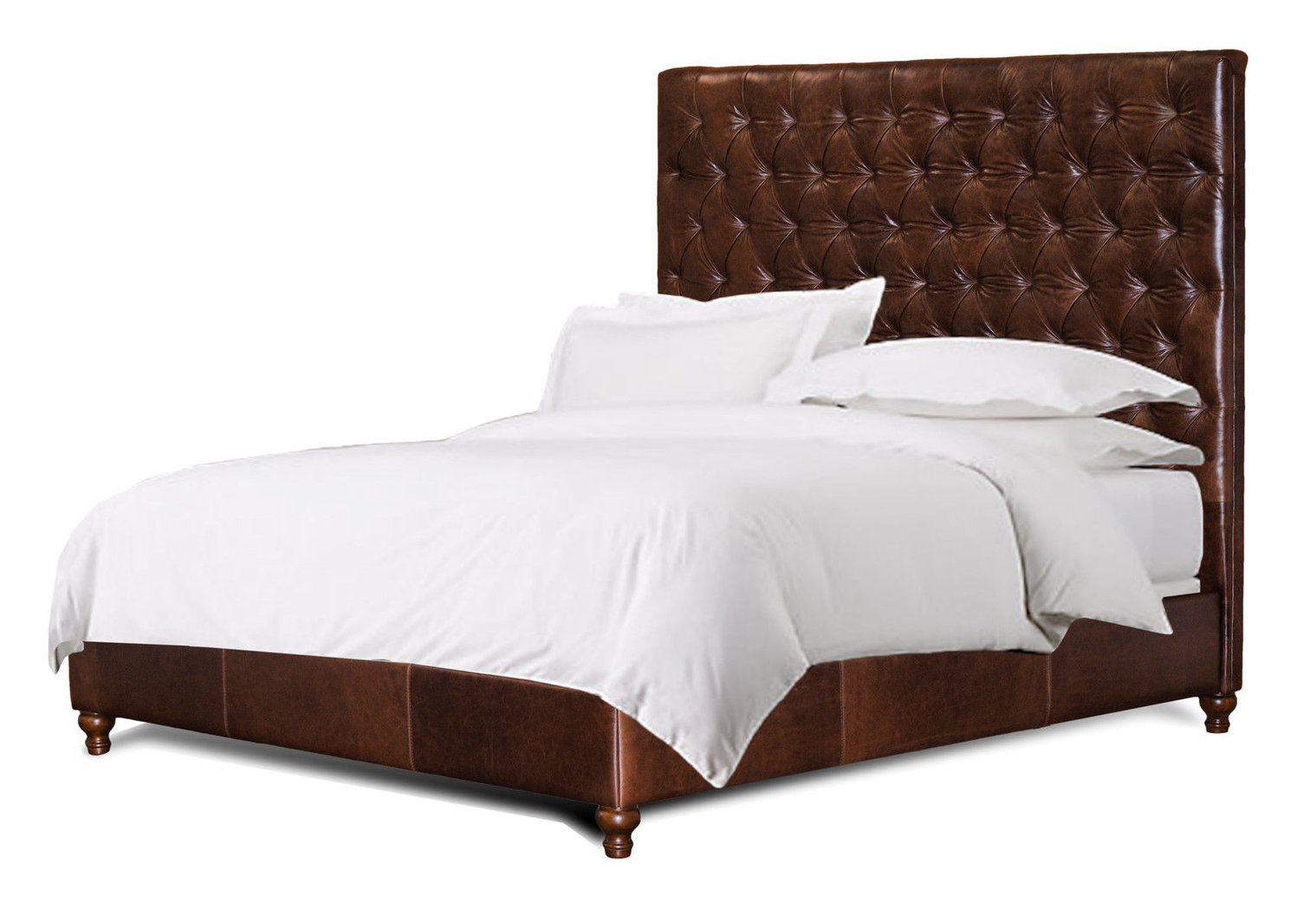 King Chesterfield Bed With Deep Buttonless Diamond Tufting, Genuine ...